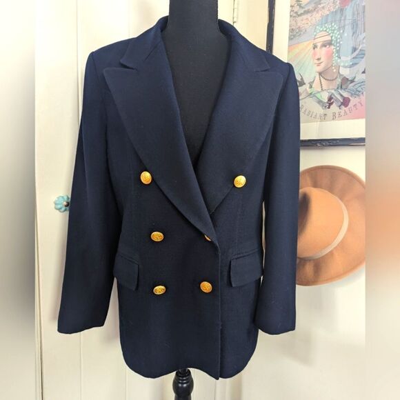 Talbots | Jackets & Coats | Vintage Talbots Navy Blue Double ...